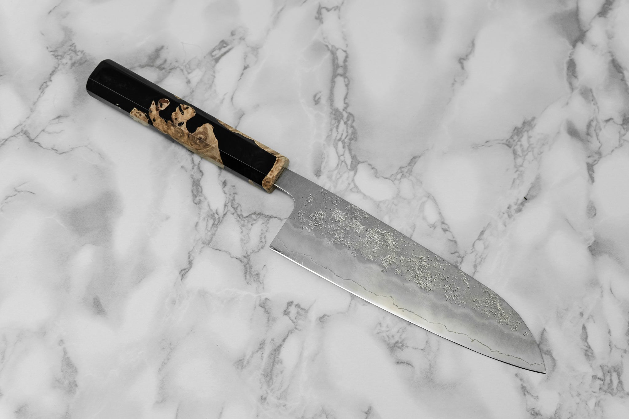 Santoku Hokiyama, nashiji, san mai inox, gingami 3, 165mm | Julien ...